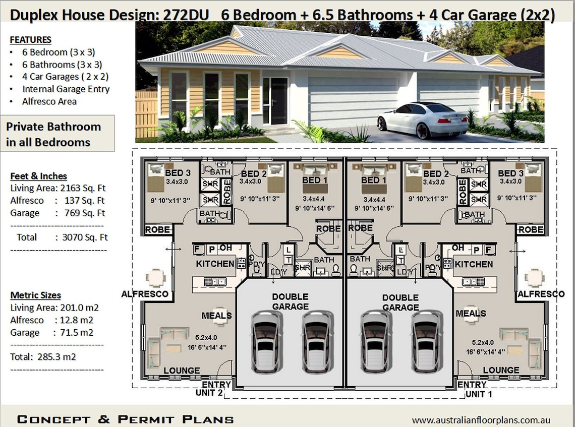 Best Selling Duplex Plans Duplex House Plans Modern House - Etsy Australia
