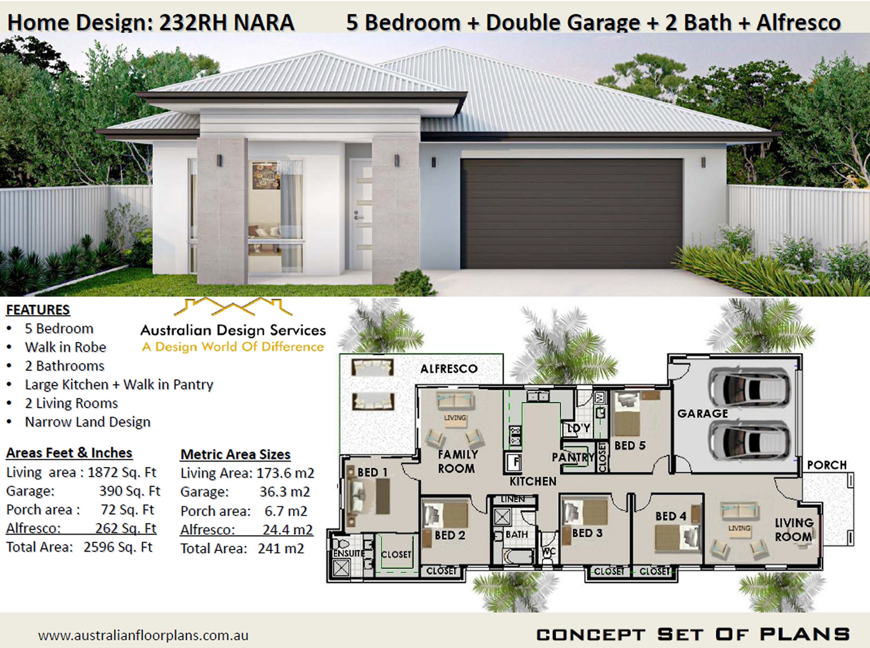 House Plan 5 Bedroom 5 Bed Home Plans 5-bedroom Design Narrow Lot ...