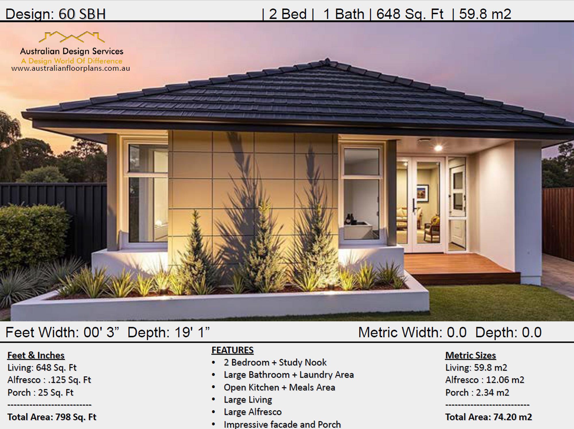 Modern 60 Sq Meters 645 Sq Ft | 2-bedroom House Plan |model 60 SBH ...