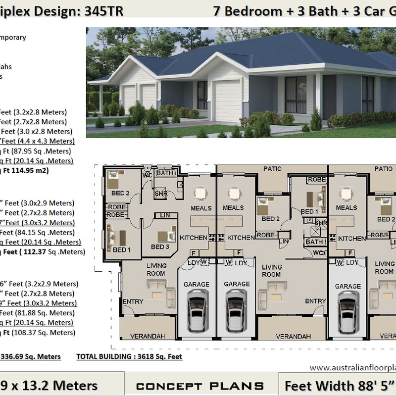 Triplex Plans - Etsy