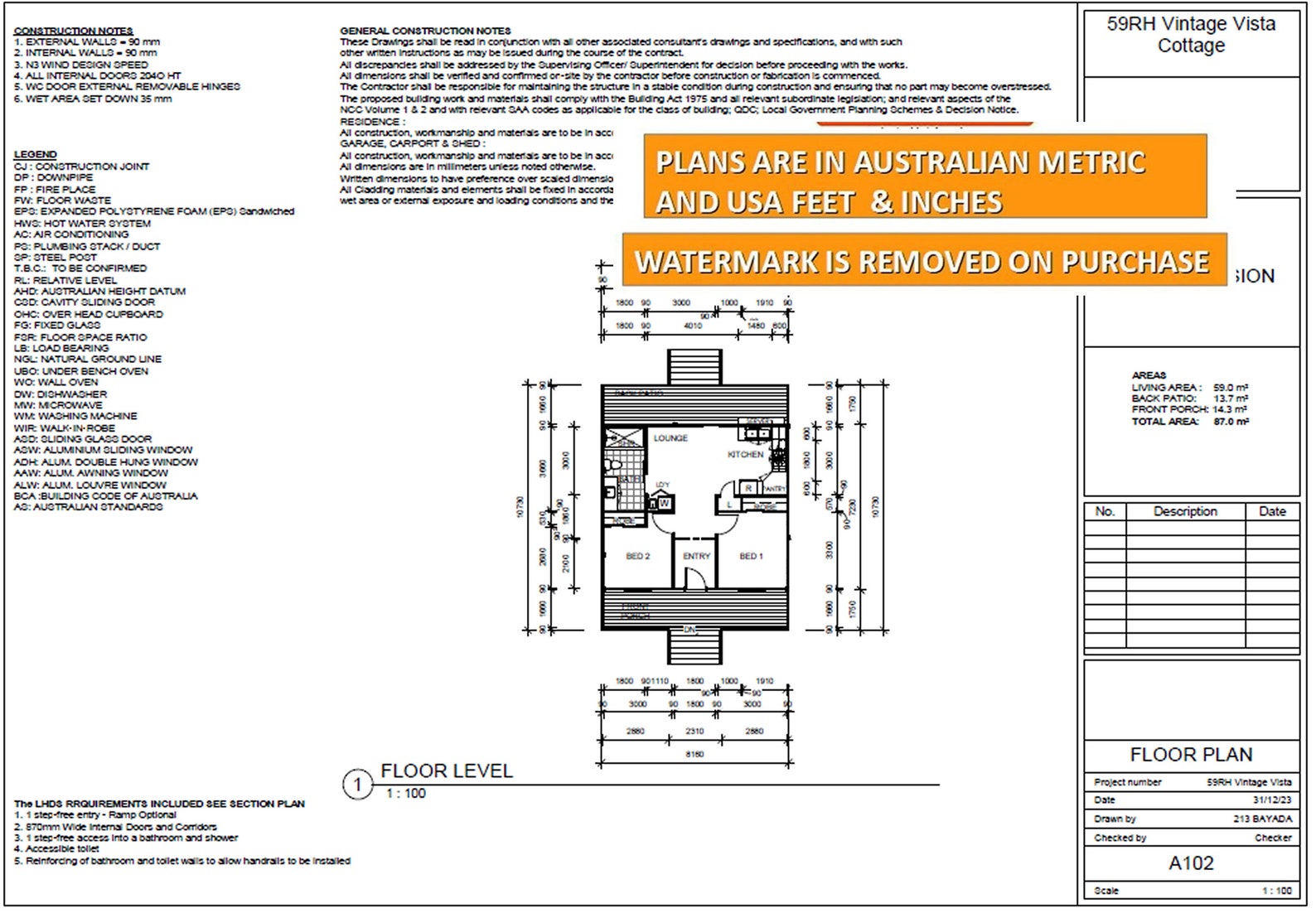 Guest Cottage House Plan / Small and Tiny House Plans / 59m2 / 635 Sq ...