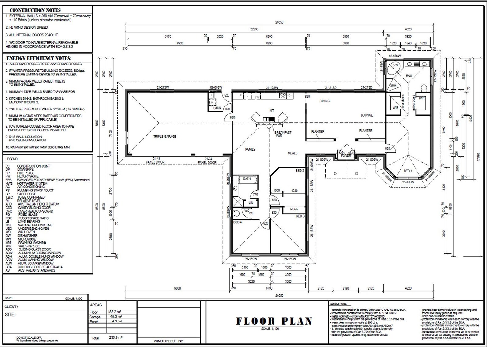 4 Bedroom House Plan, 2549 Sq. Feet or 236 M2 | 4 Bed Home Design ...