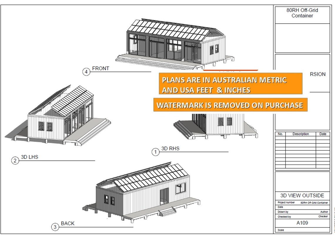 Off the Grid Shipping Container House Plans 640 Sq. Ft / 59 Sq - Etsy