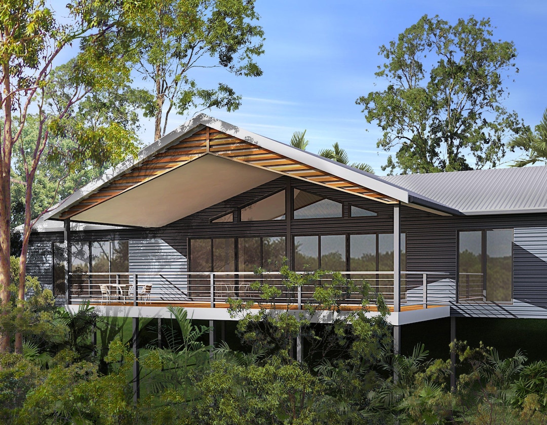 Australian Steep Slope House Plan - 2 Bed, 2 Bath, 93.6 Sq Meters ...