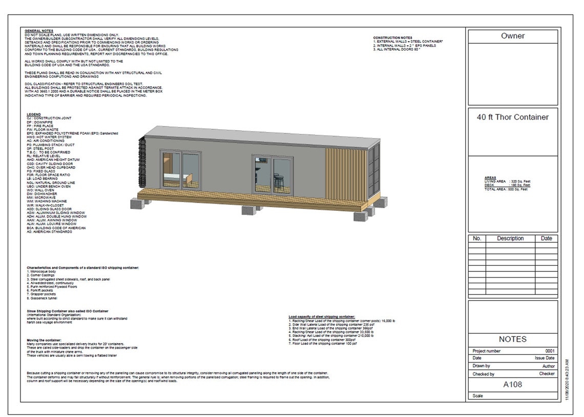 Construction Plans Shipping Container House Plans 500 SQ. FOOT - Etsy ...