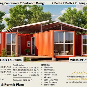 Build Plan#40 Titian 56.2: 2 Bedroom Shipping Container House Plans ...