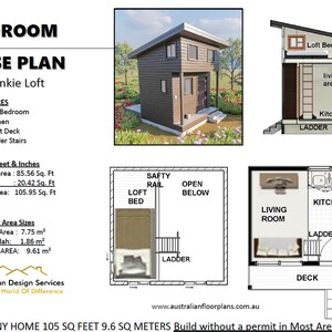 Affordable Tiny House Plans 105 Sq Ft / 9.61 Sq. Meters Cabin/bunkie ...