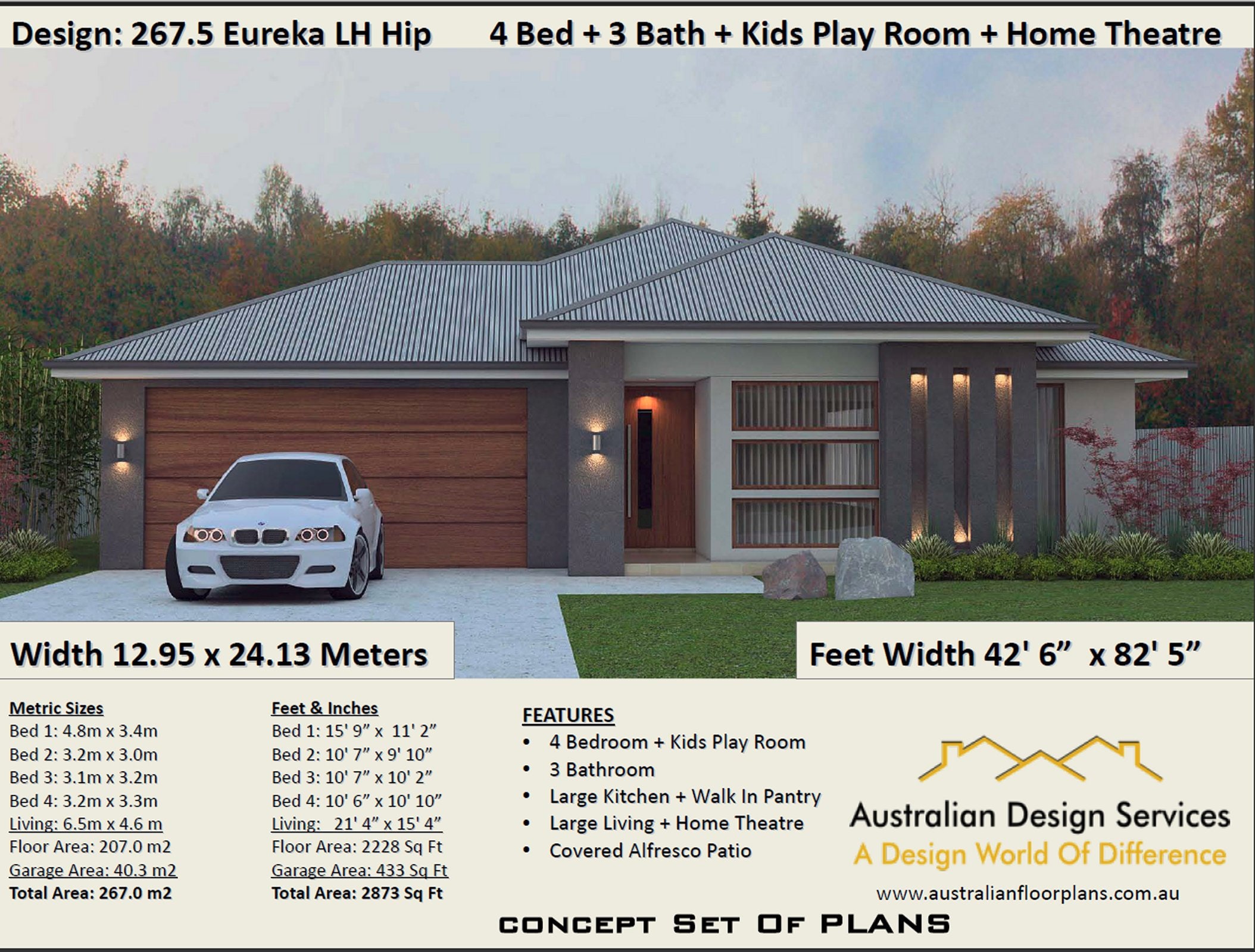 New Modern Home Plan 267.5 M2 or 2873 Sq. Feet | 4 Bedroom + Home ...