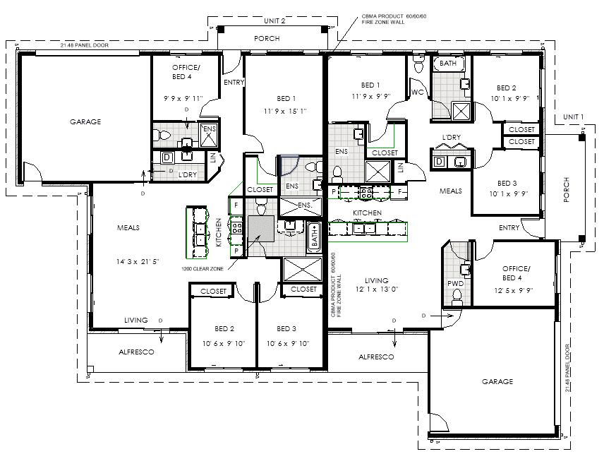 Modern Corner Land Duplex House Plan | 2 Family Home | 8 Bed | 6 Bath ...