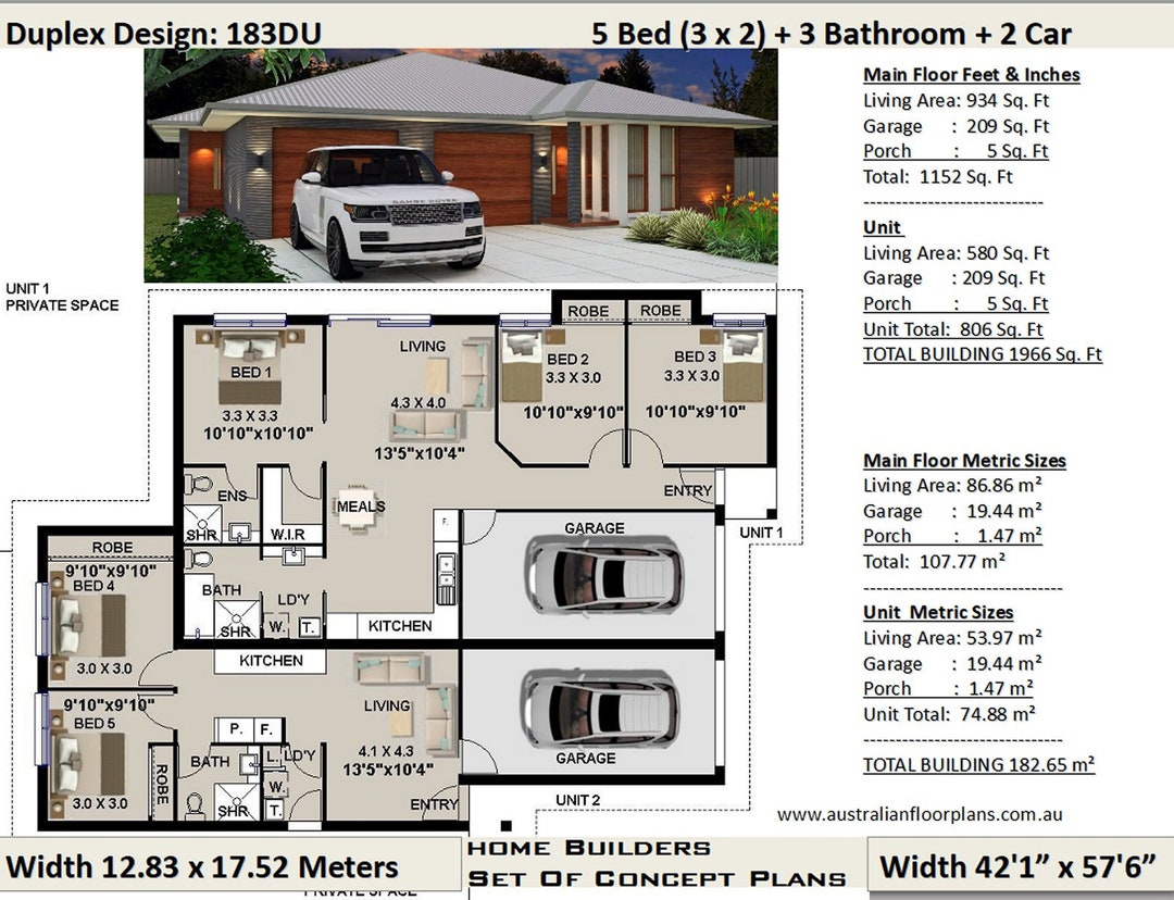 Dual Key-duplex House Plan 183m2 - 1966 Sq. Foot | 5 Bed Dual Key Home ...
