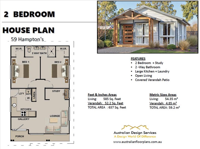 Hamptons Style 2-bedroom Granny Flat | 635 Sq Ft or 59.8 M2 | Perfect ...