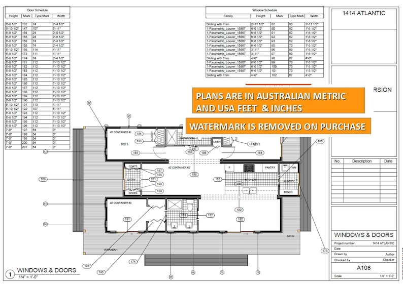 Build Plan#1414 Atlantic: 24' X 49' Shipping Container Architectural ...