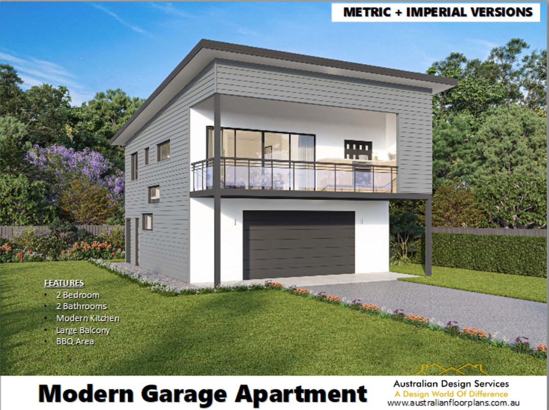 Skillion Roof Granny Flat/modern Garage Apartment House Plan With ...