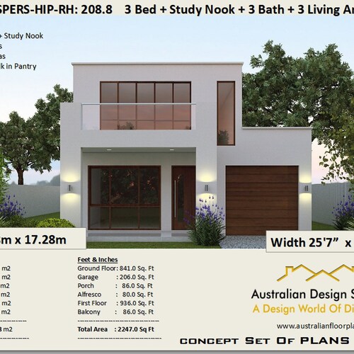 Duplex-townhouse House Plans modern 2 Story Home 208 M2 | Etsy
