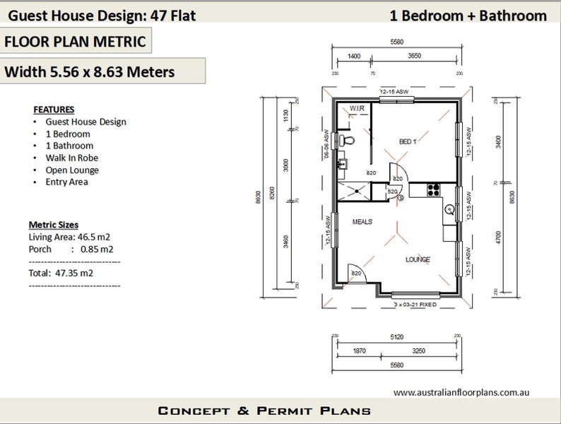 SELF CONTAINED STUDIO / Granny Flat Small and Tiny House Plan, Guest ...