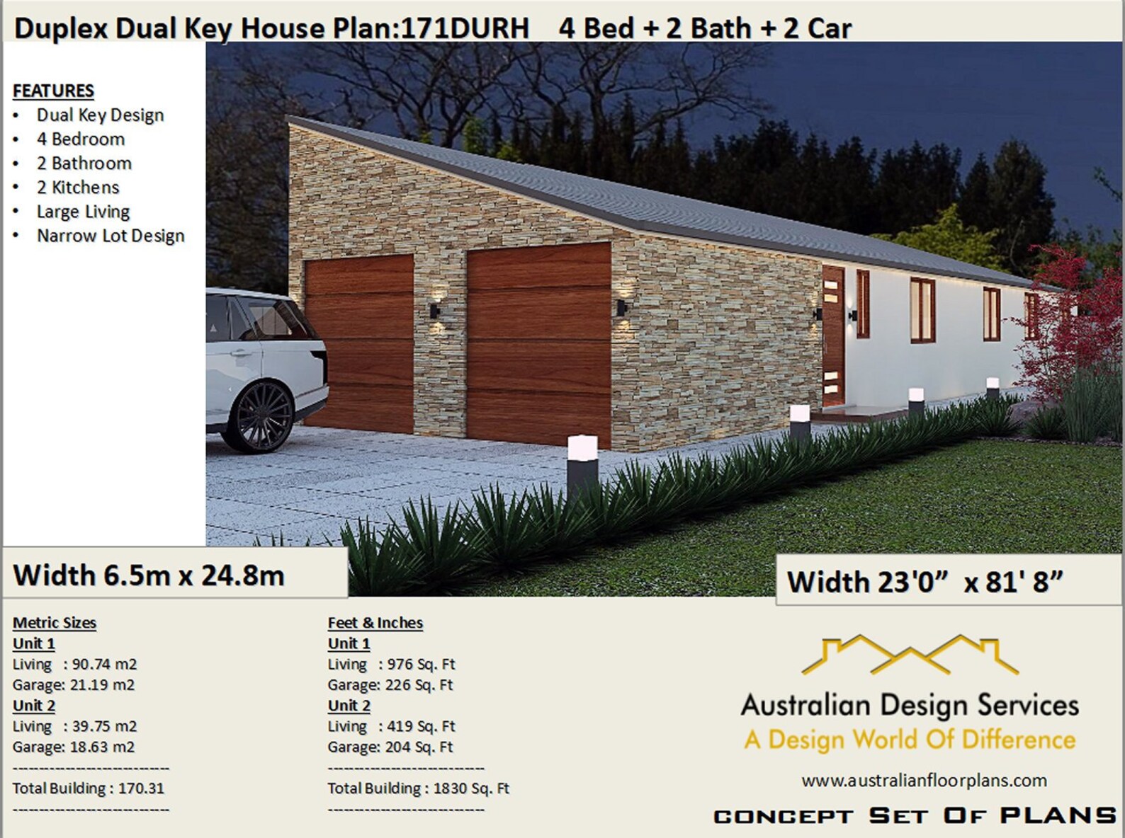 4 Bedroom Dual Key Narrow Duplex Design 171 M2 (1830 Sq Foot) | Perfect ...