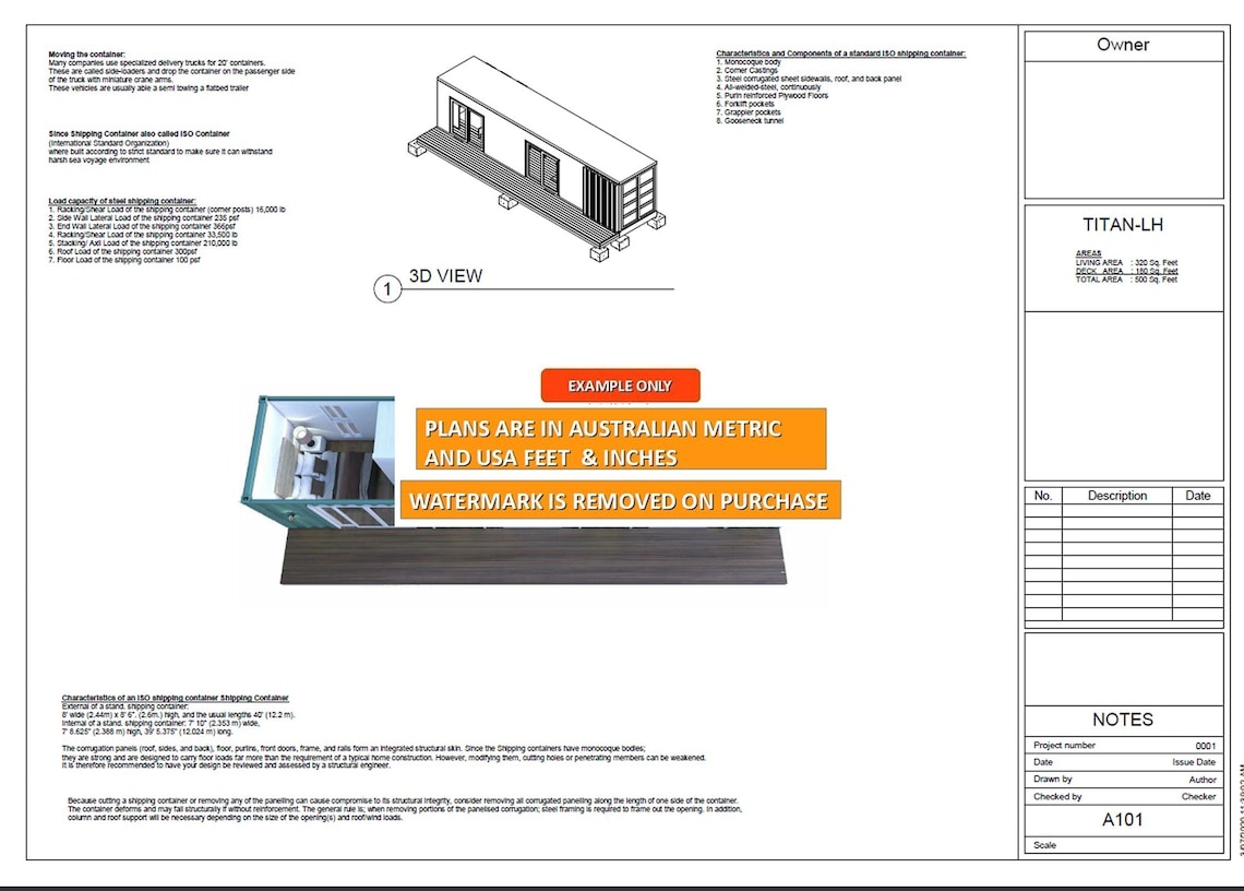 40'x8' Shipping Container Home Plan Architectural - Etsy Australia