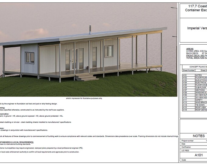 3x40' Container Home Plans | 2 Bed Container Home | Container House ...