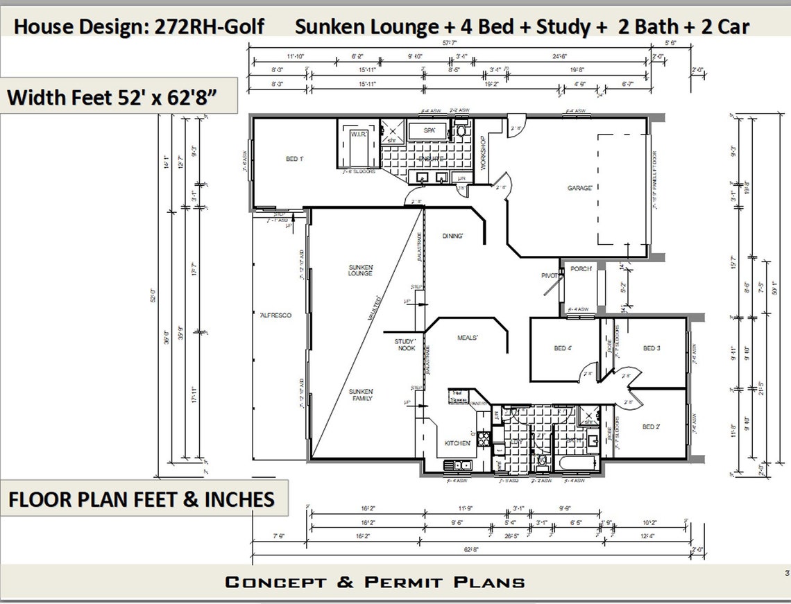 4 Bedroom House Plans 2960 Sq Foot 272 M2 Sunken Lounge 4 Bedroom Study ...