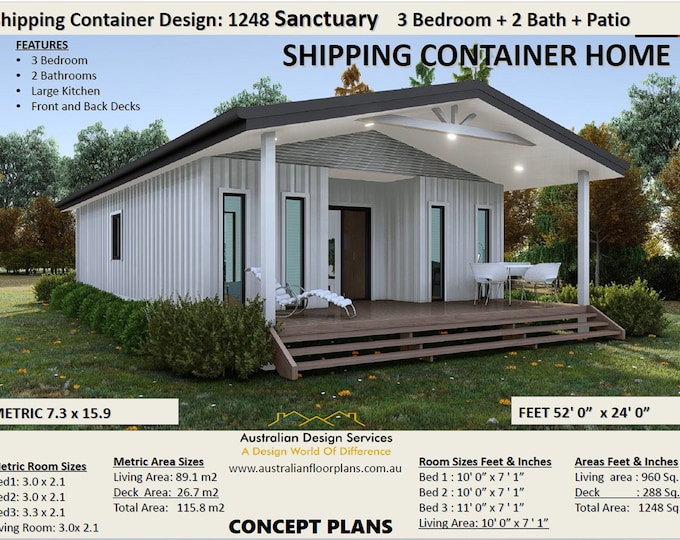 40'x8' Shipping Container Home Plan Design Titian 40ft - Etsy Canada