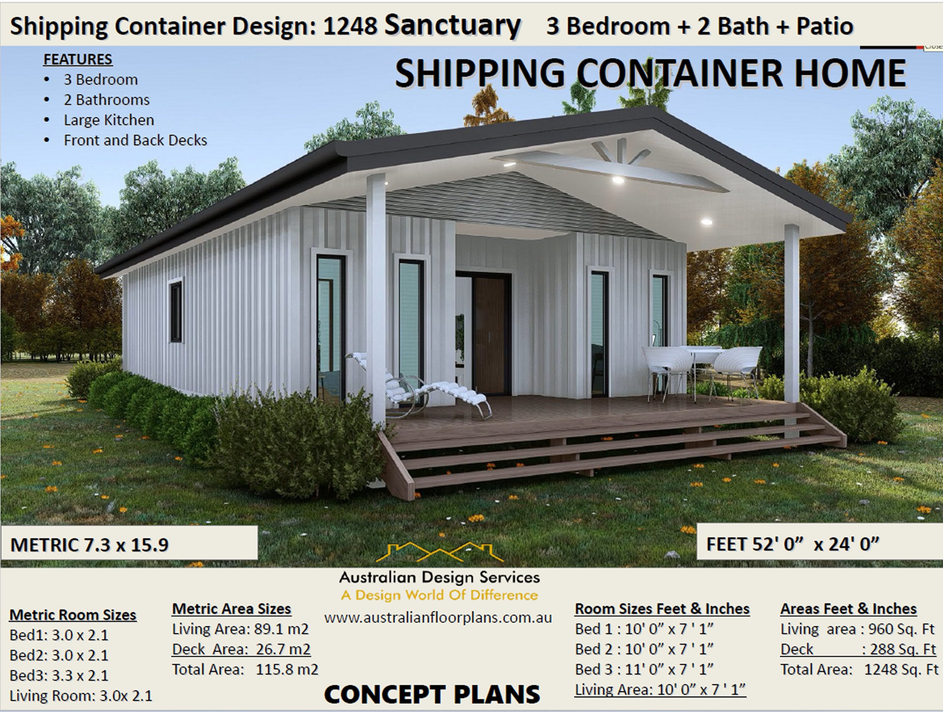 Shipping Container Home Design: 3 X 40-foot Container Home - Etsy