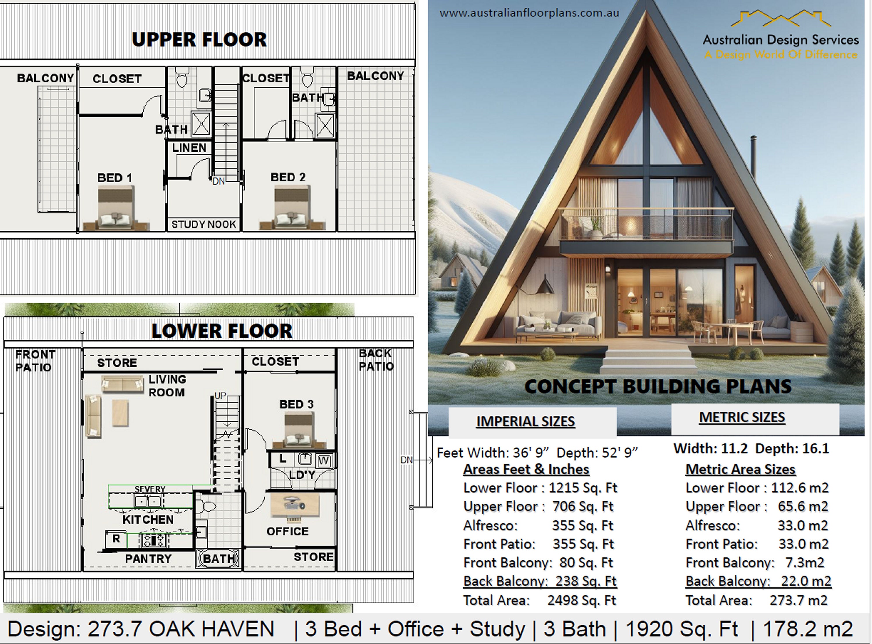 Building Plans Dream Home 3-bedroom Office Study Nook 3 Bathroom Loft ...