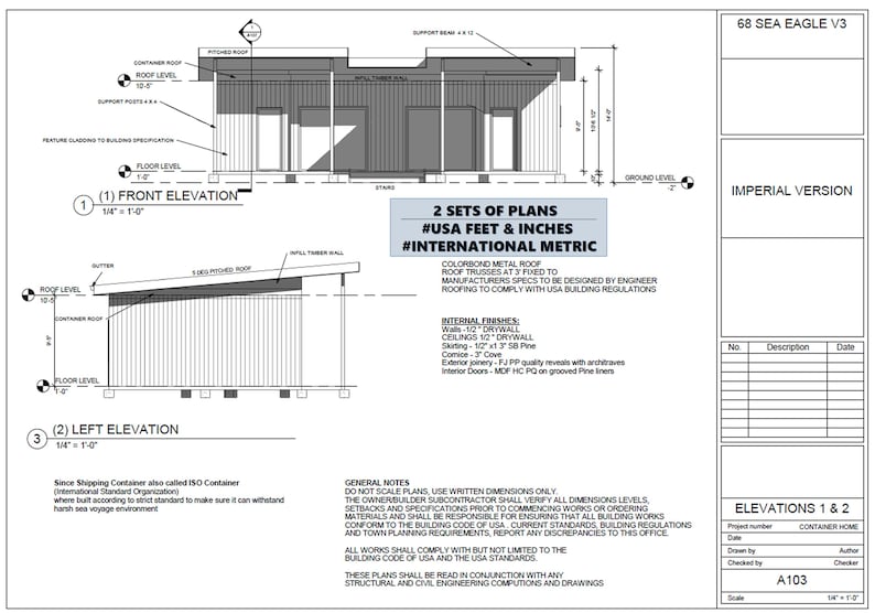 Construction Plan#68 SEA: Shipping Container Home-2 Bedrooms-2 ...