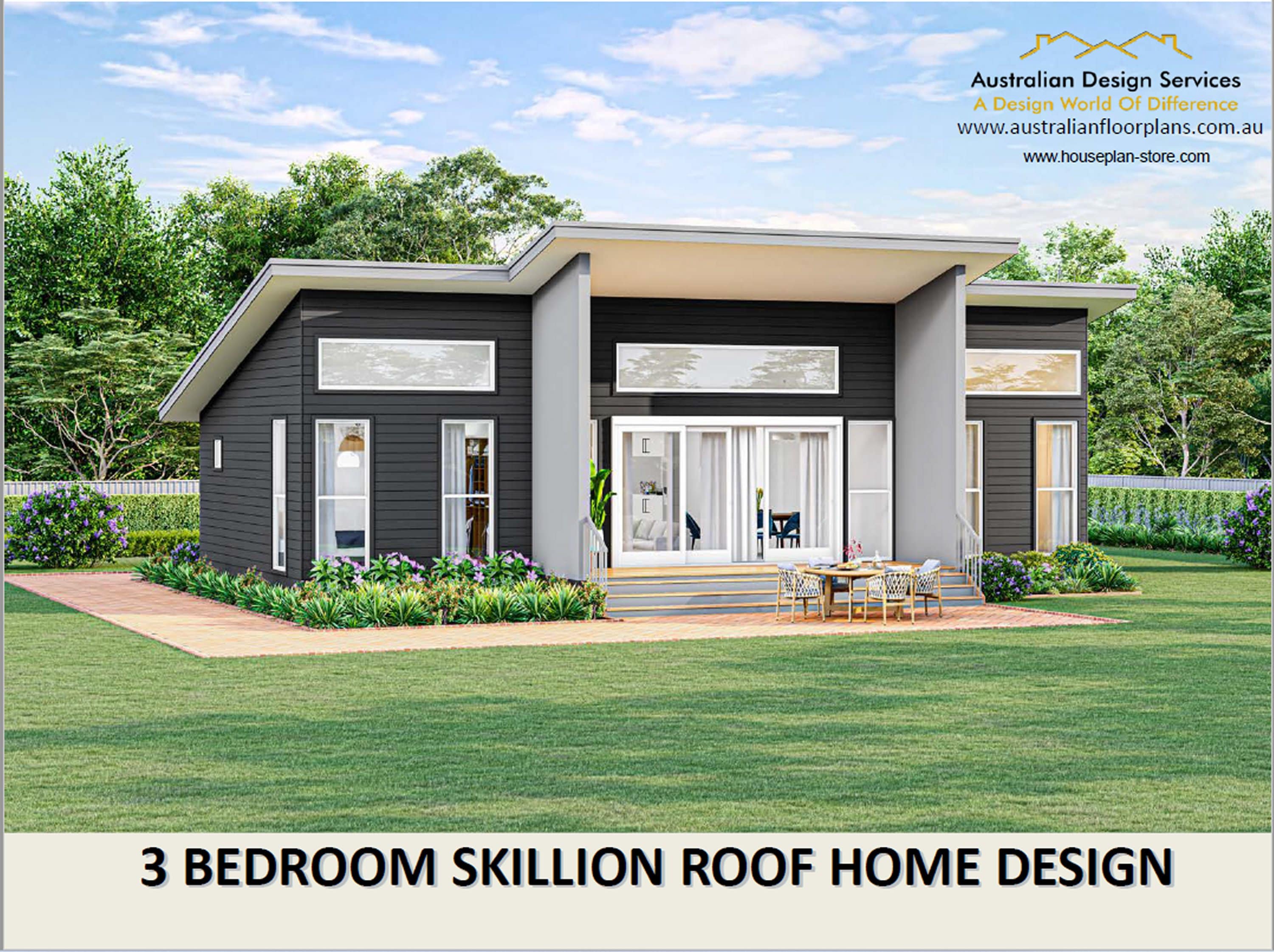 3 BEDROOM HOME - Architectural Concept House Plans | Modern Skillion ...