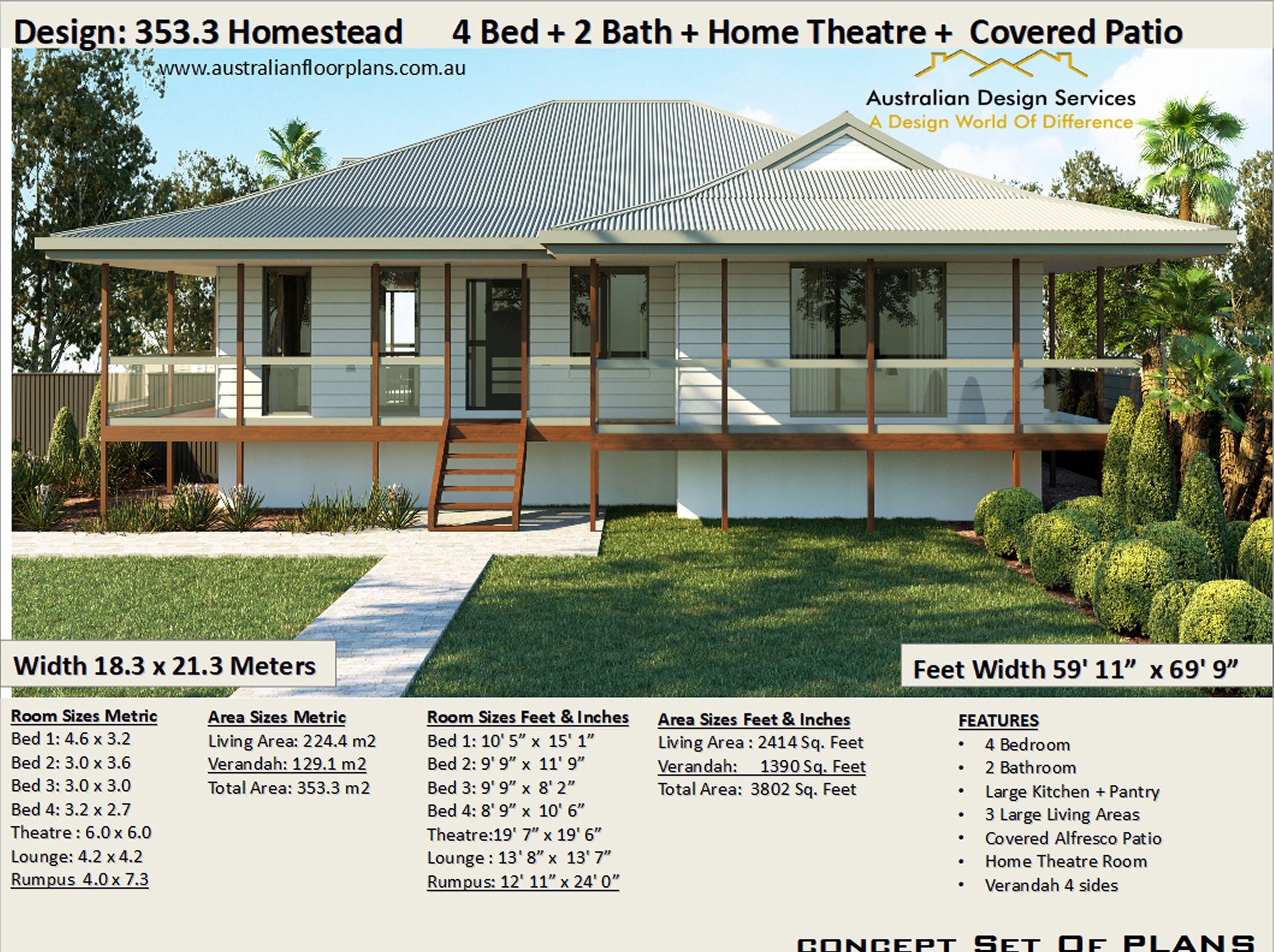 Homestead house plan 4 Bedroom house plans Home Plans | Etsy