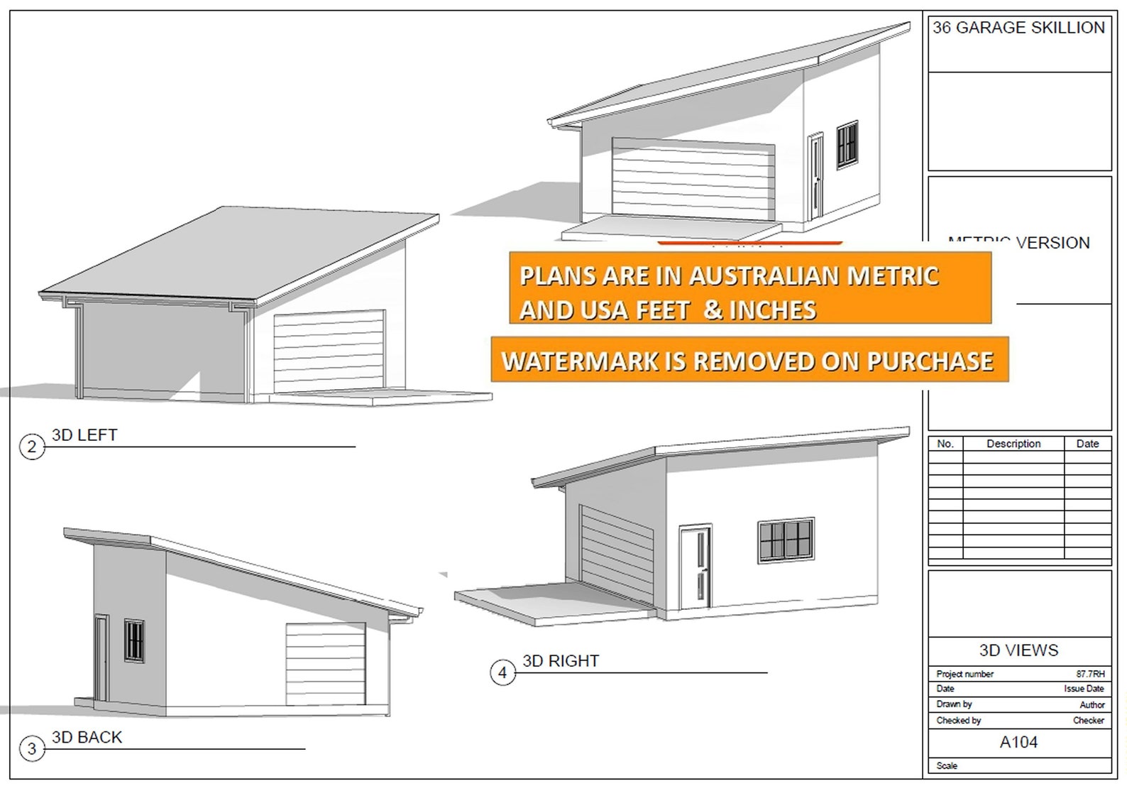 Detached 20'x20' Two Car Garage Architectural Plans - Etsy