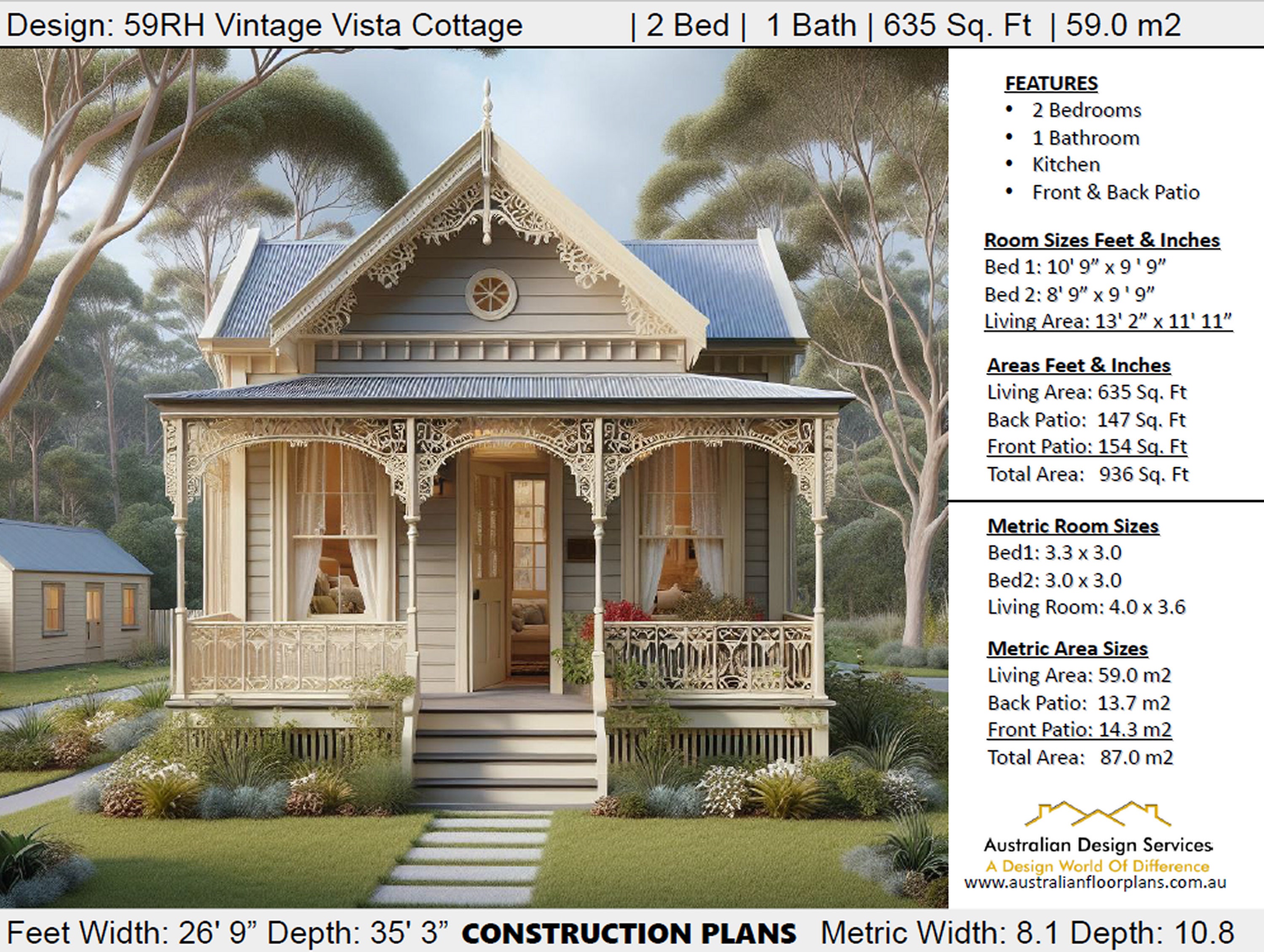 Accessory Dwelling Unit GRANNY FLAT 635 Square Feet 59 M2 Texas Cottage ...