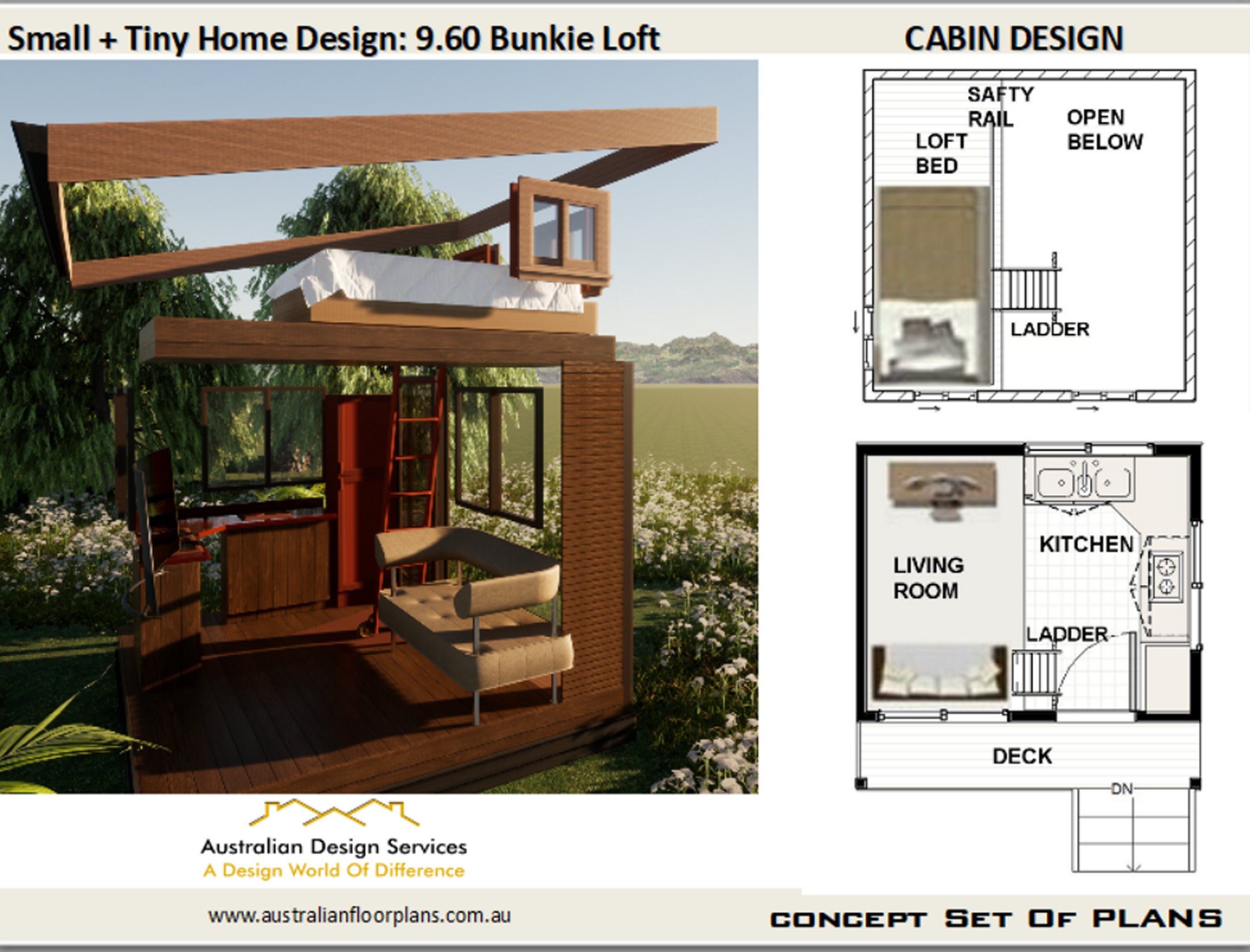Affordable Tiny House Plans 105 Sq Ft / 9.61 Sq. Meters Cabin/bunkie ...