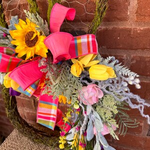 Easter Bunny Ears Wreath for Front Door With Moss and Chicken Wire - Etsy