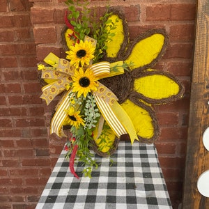 Sunflower Door Hanger, Spring Sunflower Door Hanger, Yellow Flower Door ...