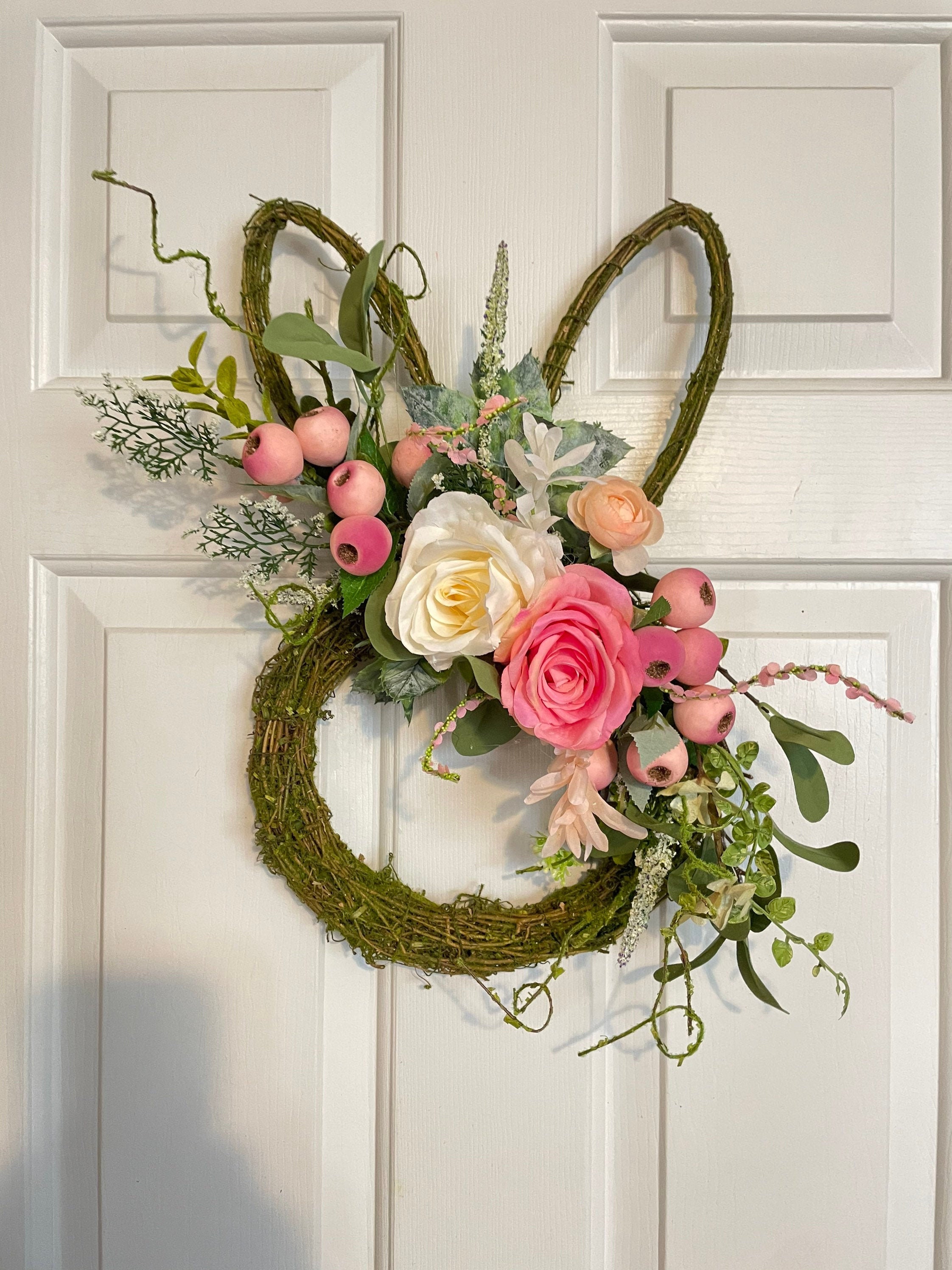 Easter Wreath for Front Door Easter Decor Bunny Ears Door | Etsy