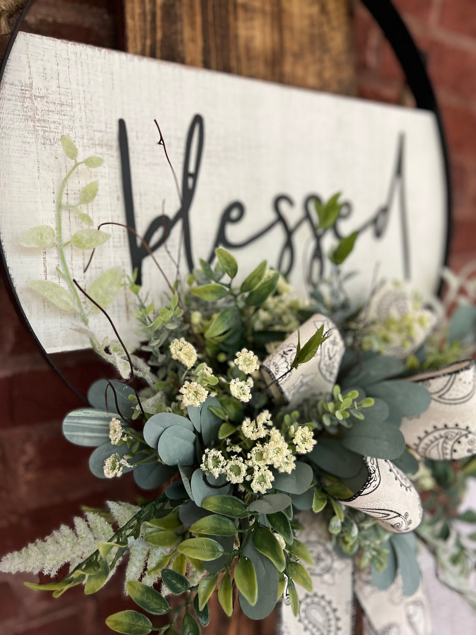 Farmhouse Blessed Front Door Hanger Front Porch Decoration - Etsy