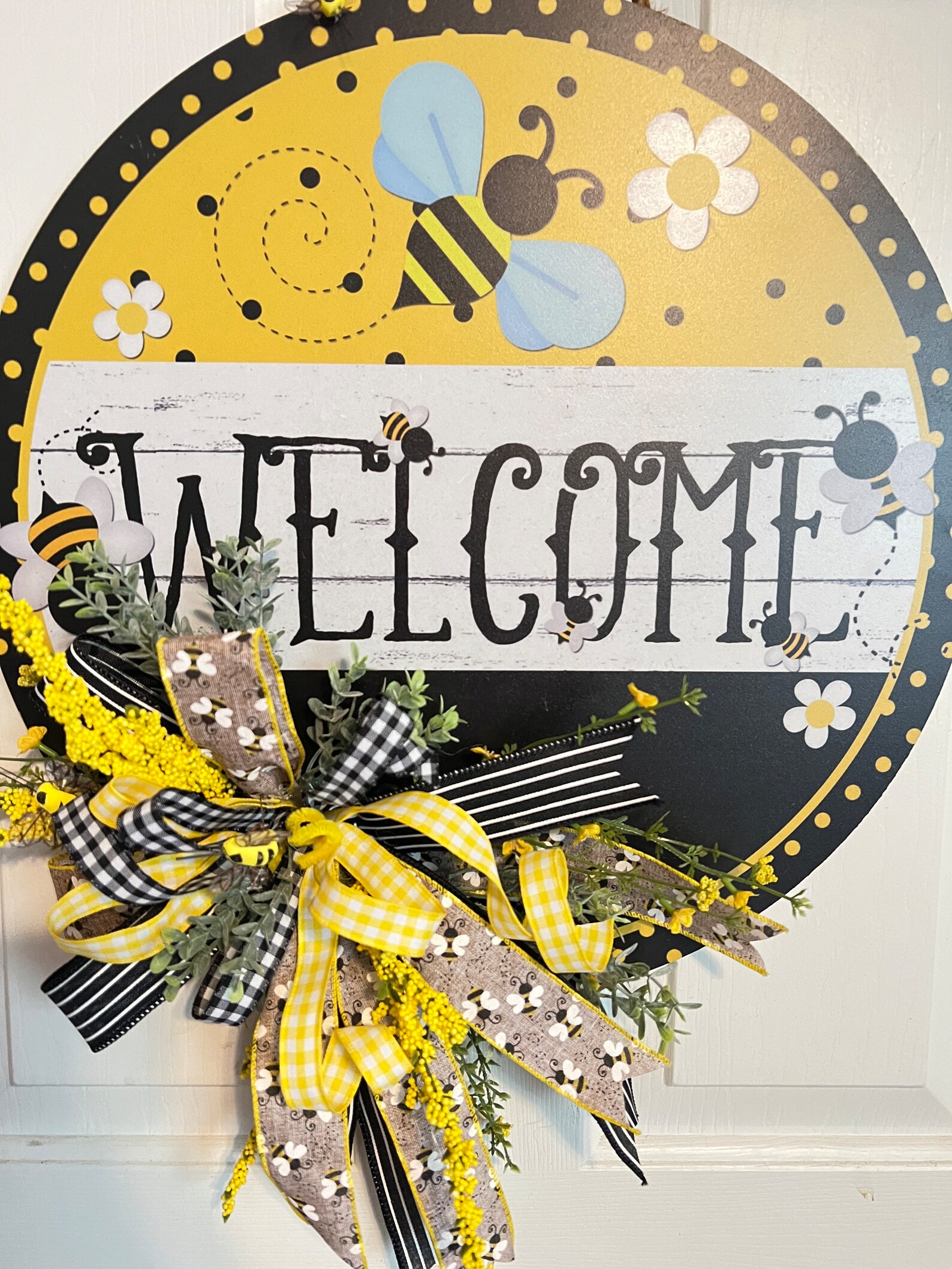 Welcome Bee Door Sign Welcome Wreath New Home Gift - Etsy