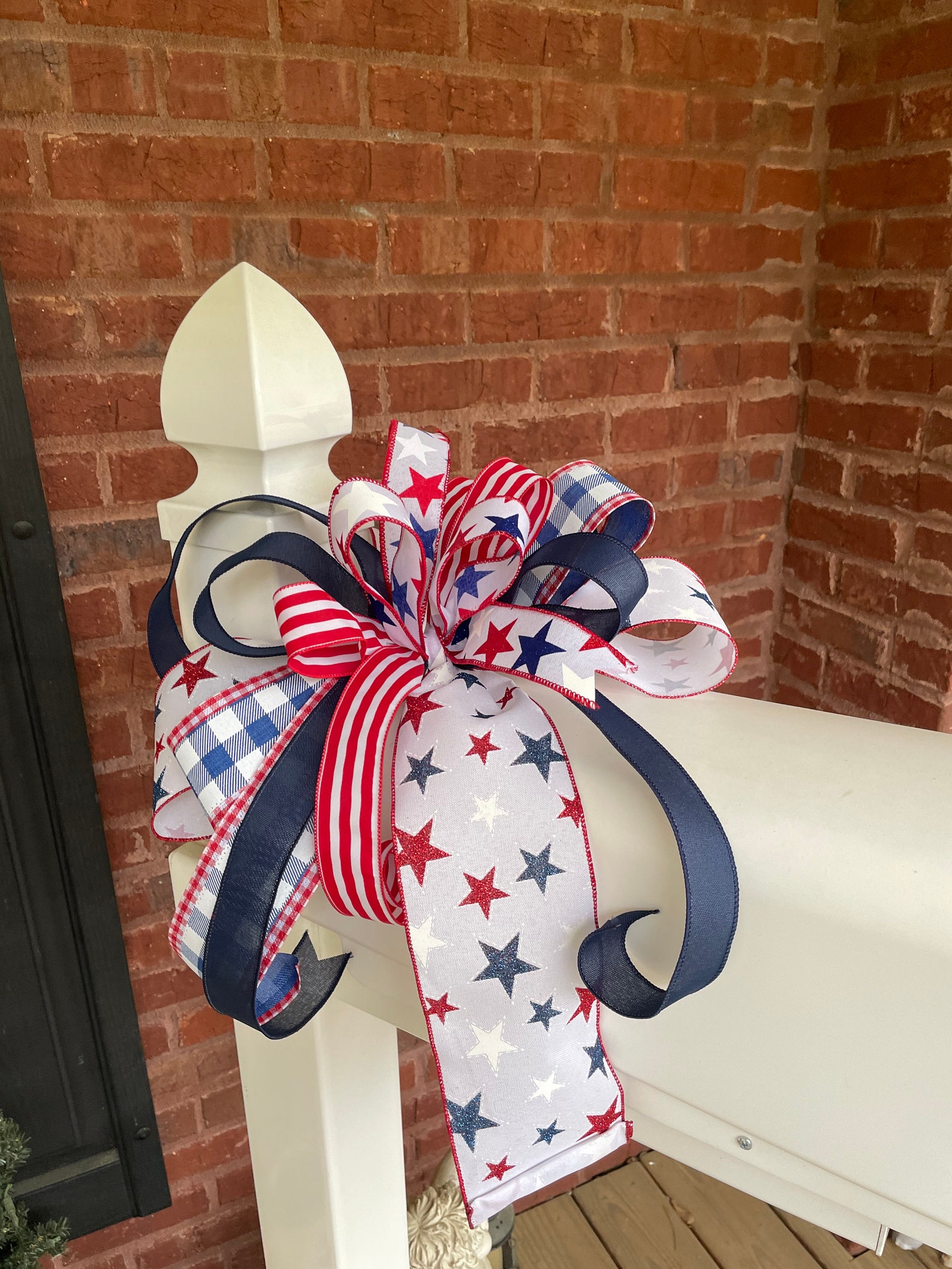 Patriotic July 4th Mailbox Bow Patriotic Bow for Wreath | Etsy