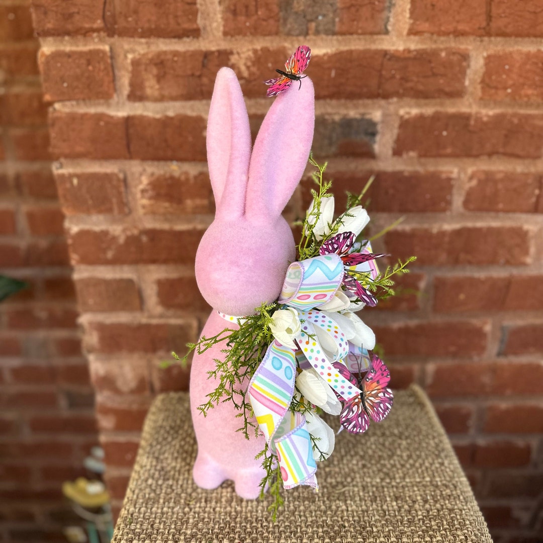 Easter Flocked Bunny Floral Table Decor, Lilac Bunny Easter Floral ...