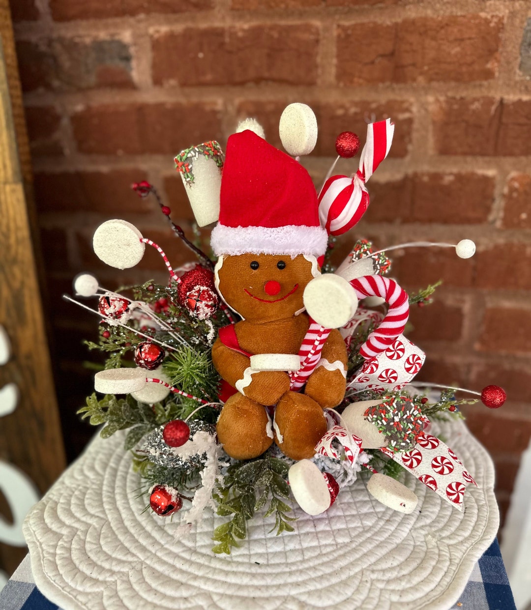 Kitchen Gingerbread Candy Cane Centerpiece, Mini Coffee Bar Floral ...