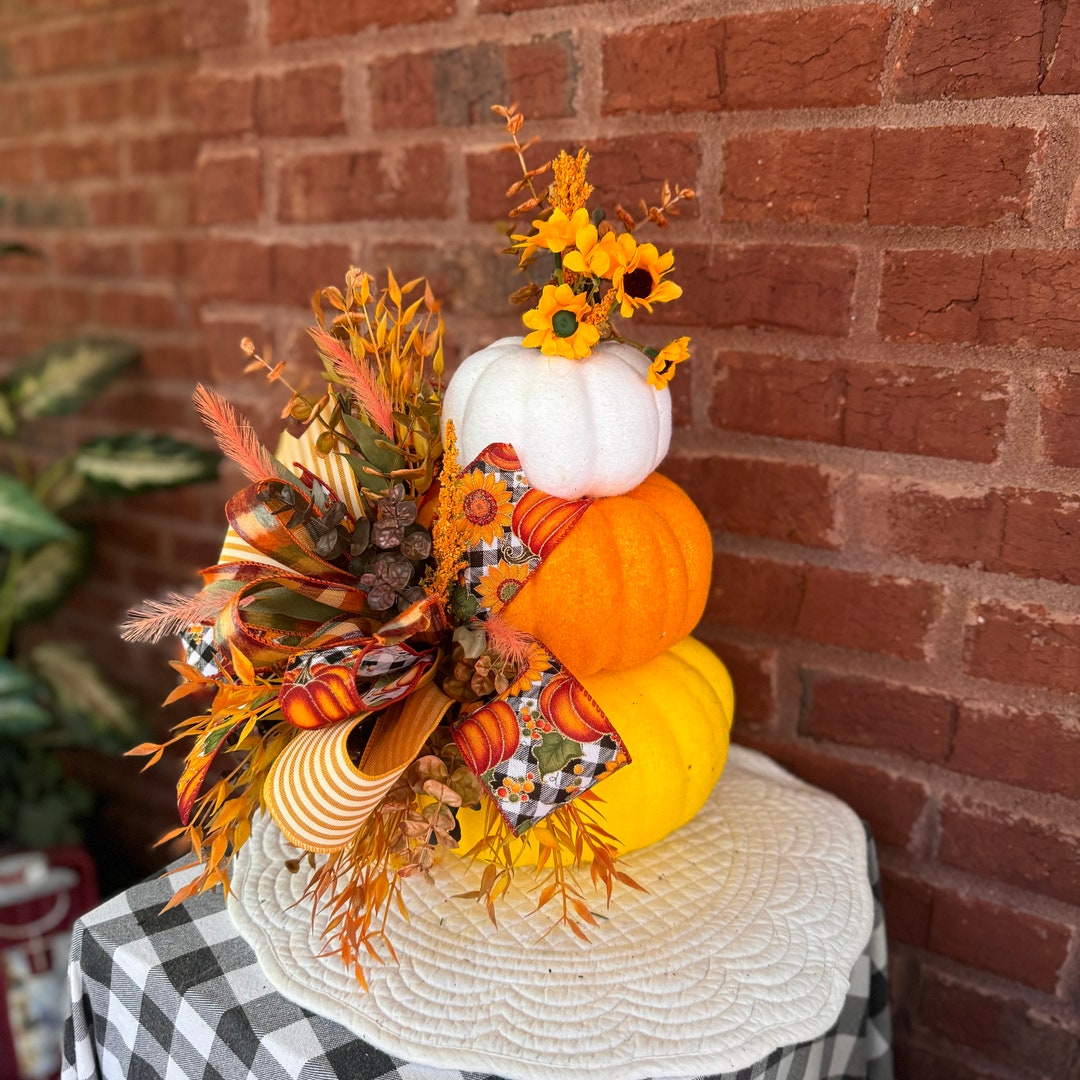 Fall Candy Corn Pumpkin Floral, Autumn Floral Decor, Front Porch Decor ...