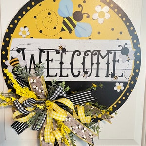 Welcome Bee Door Sign, Welcome Wreath, New Home Gift - Etsy