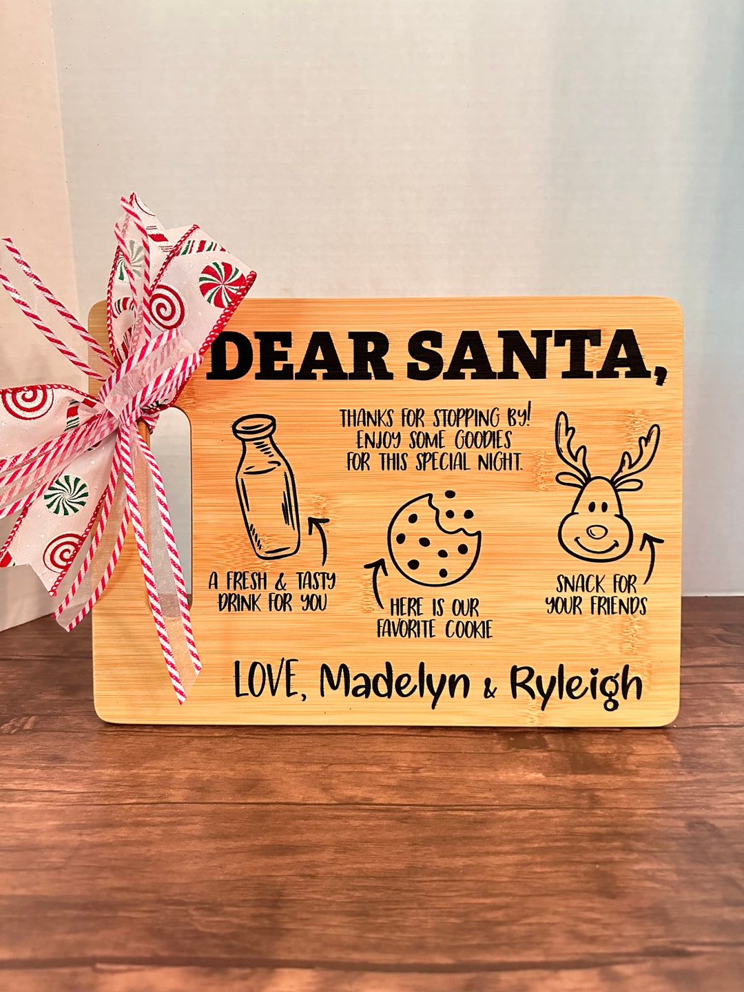 Christmas Santa Cookies and Milk Personalized Cutting Board, Wood ...