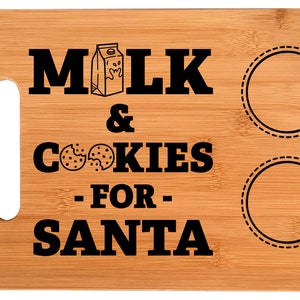 Christmas Santa Cookies and Milk Personalized Cutting Board, Wood ...