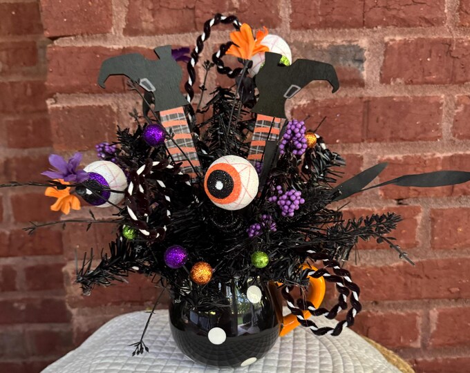 Halloween Witch Legs Centerpiece | Spooky Floral Arrangement | Witch ...