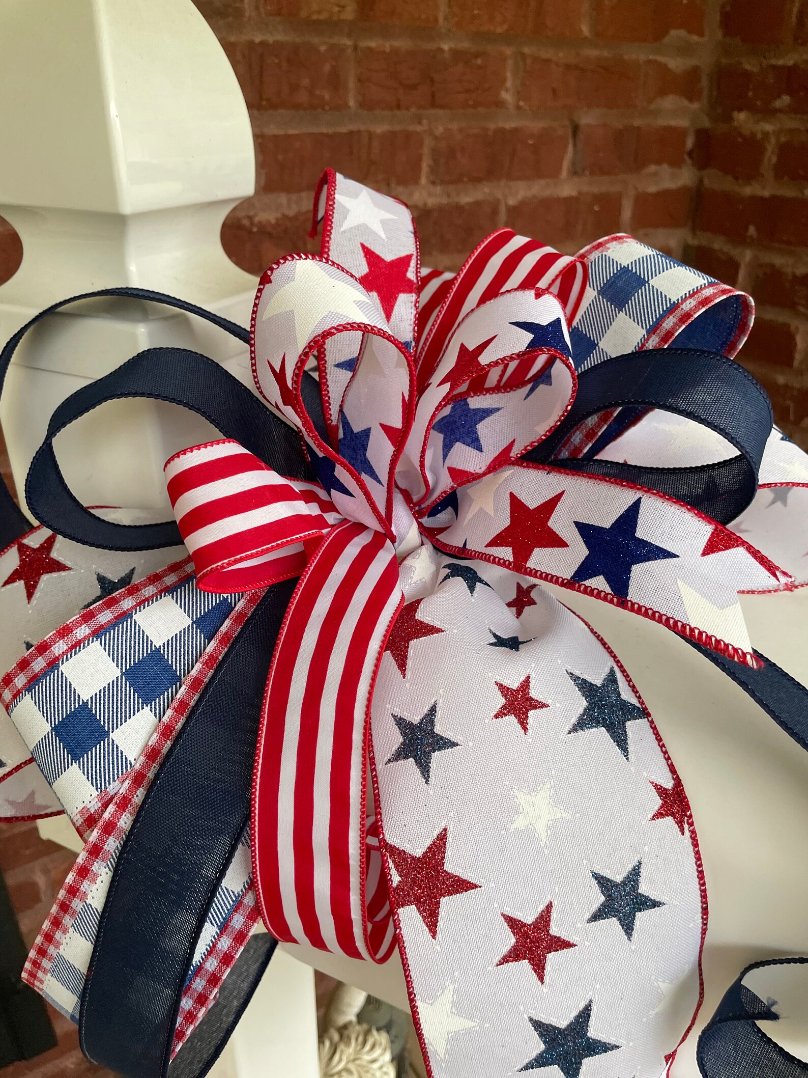 Patriotic July 4th Mailbox Bow Patriotic Bow for Wreath | Etsy