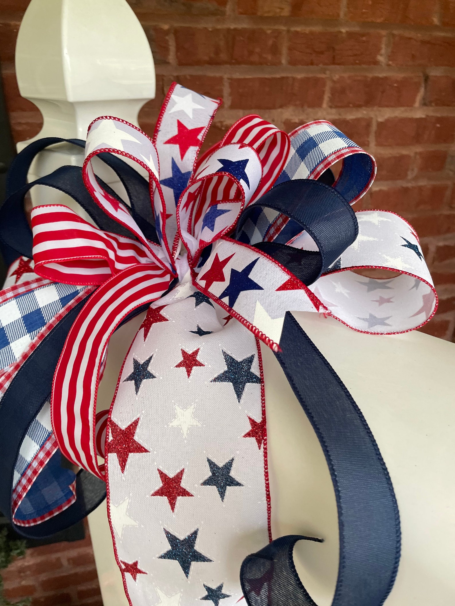 Patriotic July 4th Mailbox Bow Patriotic Bow for Wreath | Etsy