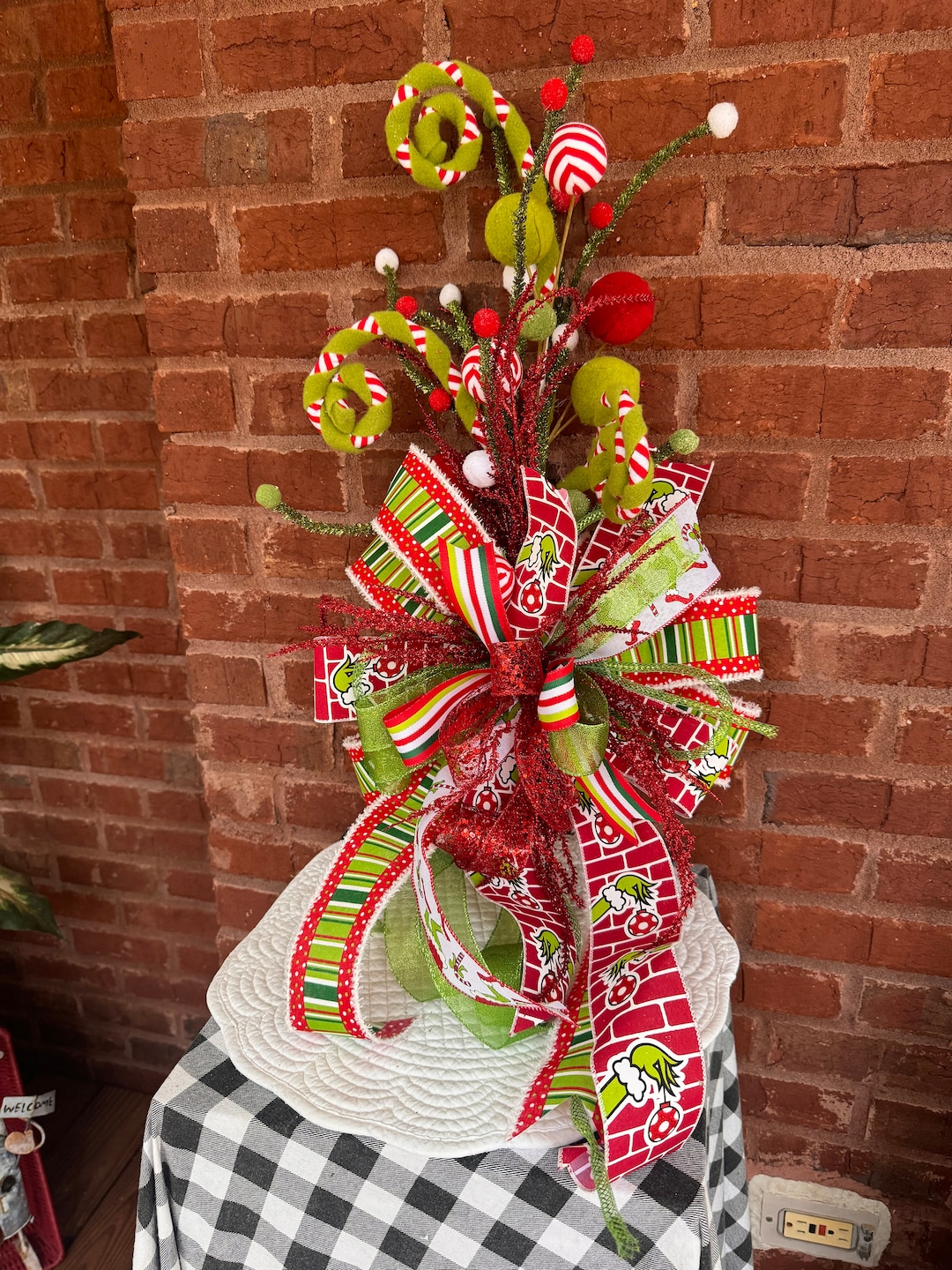 Christmas Tree Topper Bow, Green Elf Christmas Tree Bow, Emerald Green ...