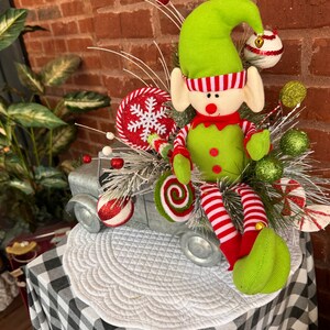 Christmas Elf Centerpiece, Galvanized Vintage Truck Christmas Floral ...