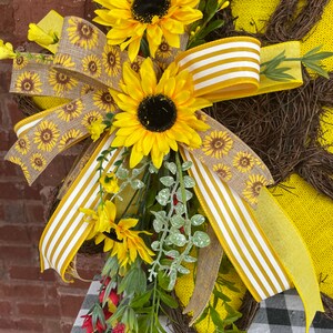 Sunflower Door Hanger, Spring Sunflower Door Hanger, Yellow Flower Door ...